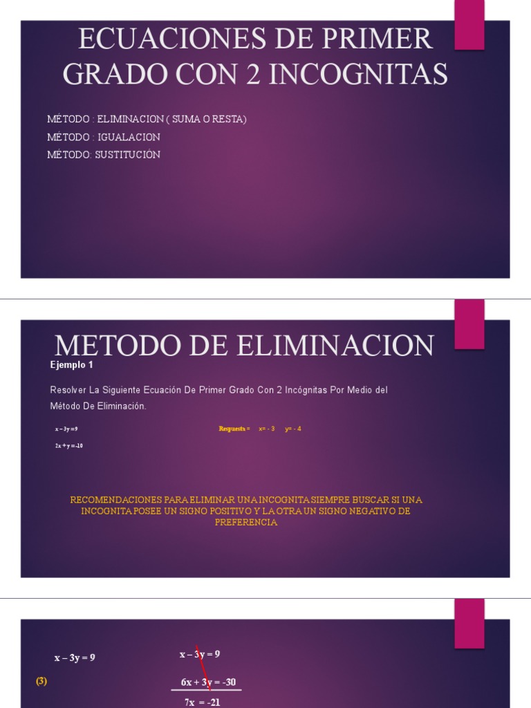Ecuaciones de Primer Grado Con 2 Incognitas I | PDF | Sistema de ecuaciones lineales ...