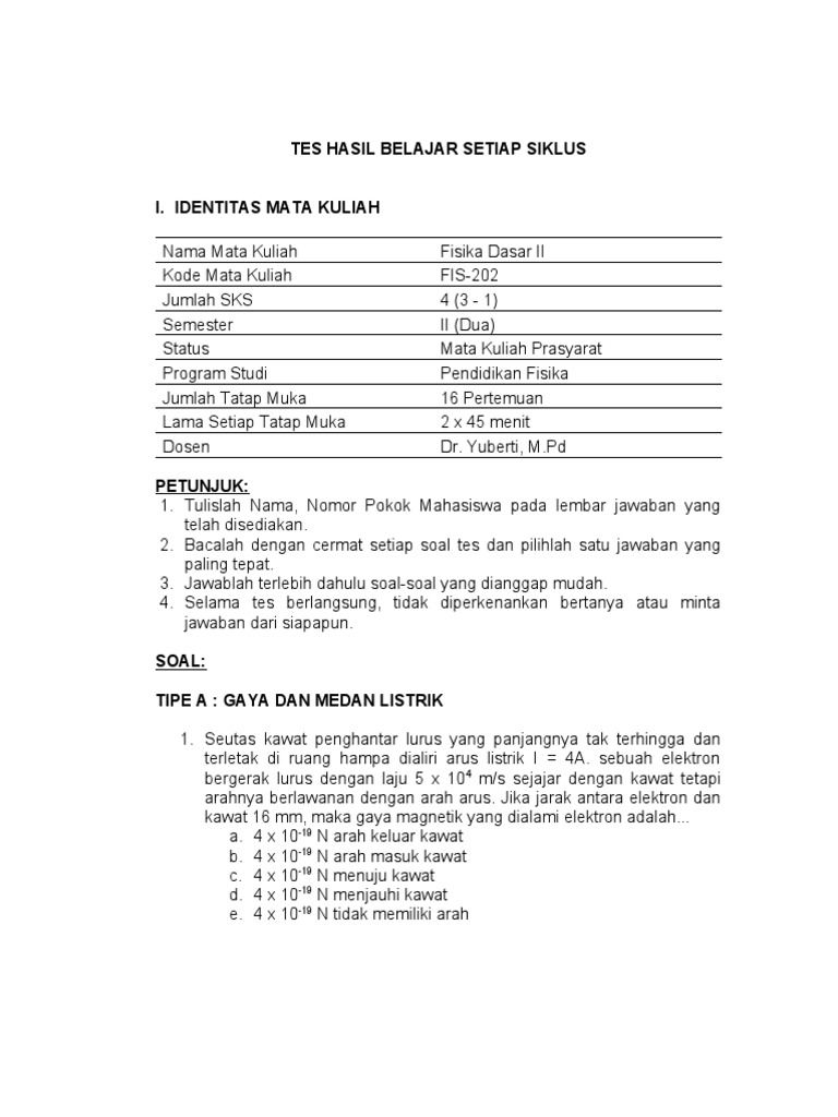 Contoh Instrumen Tes Hasil Belajar | PDF