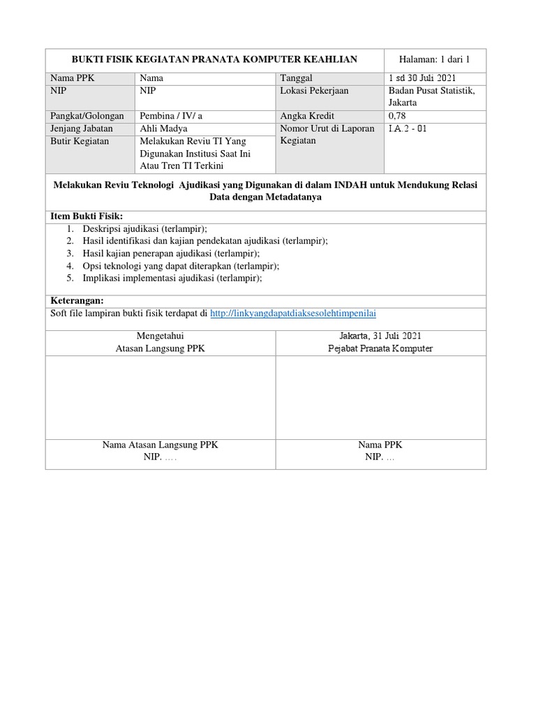 Contoh Bukti Fisik | PDF