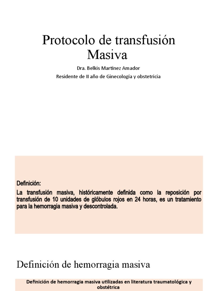 Protocolo de Transfusión Masiva | PDF | Plaqueta | Transfusión de sangre