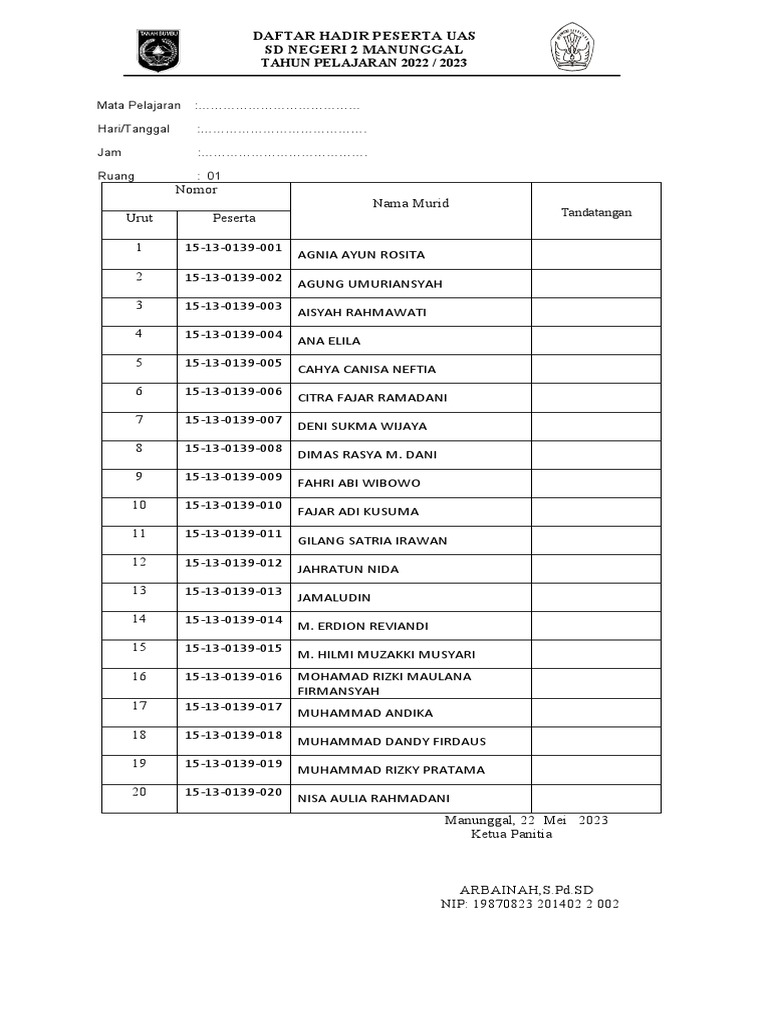 Daftar Hadir Peserta | PDF