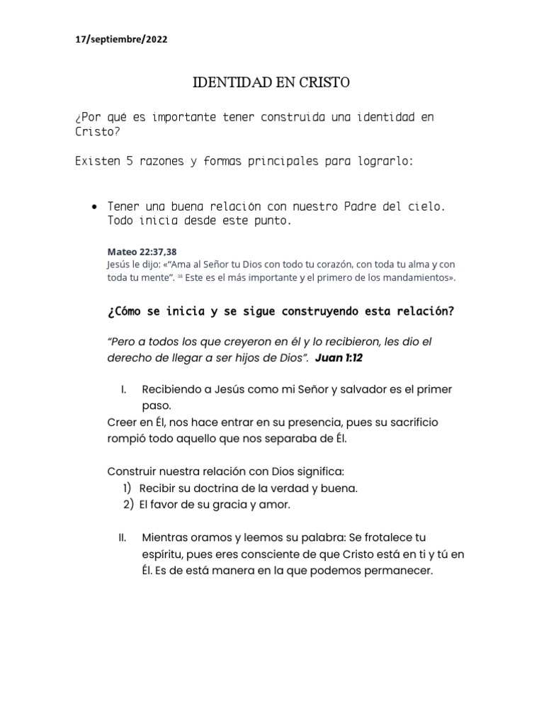 Identidad en Cristo | PDF | Jesús | Dios