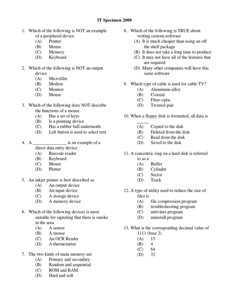 2009sp - 2021 IT Paper Ones | PDF | Programming | Computer Program