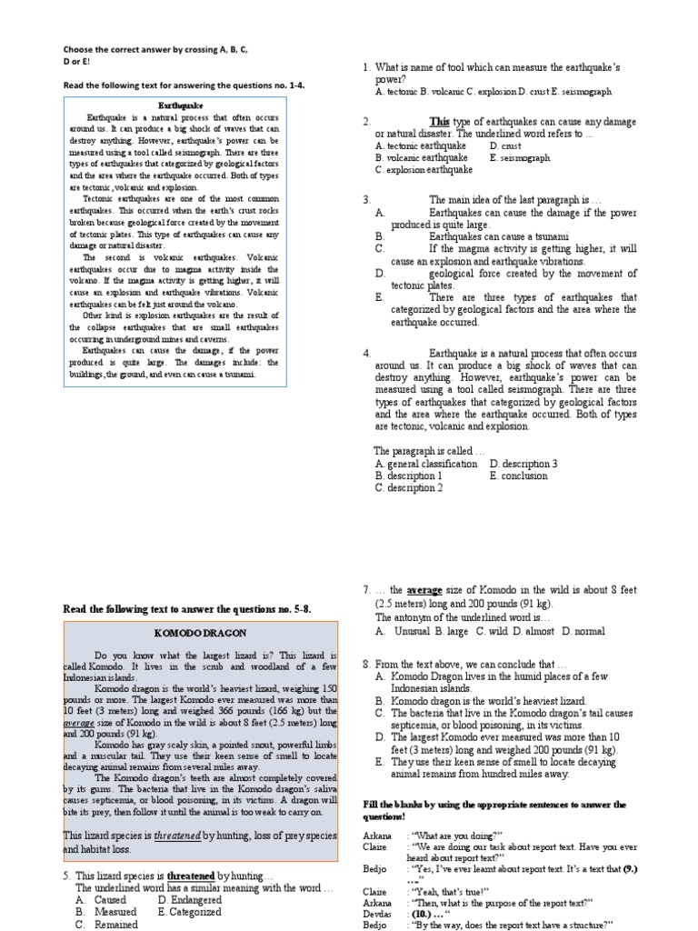 Soal SAS - Genap BING - X 22 23 - Try Out | PDF | Earthquakes | Volcano