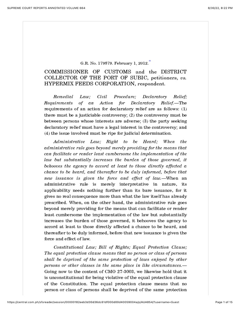Supreme Court Ruling on Wheat Tariff Classification | PDF | Equal ...