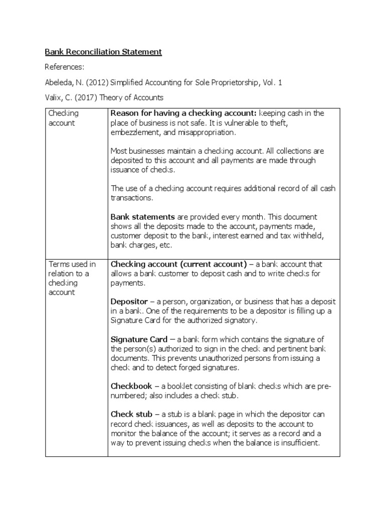 Bank Reconciliation Statement Guide | PDF | Cheque | Deposit Account