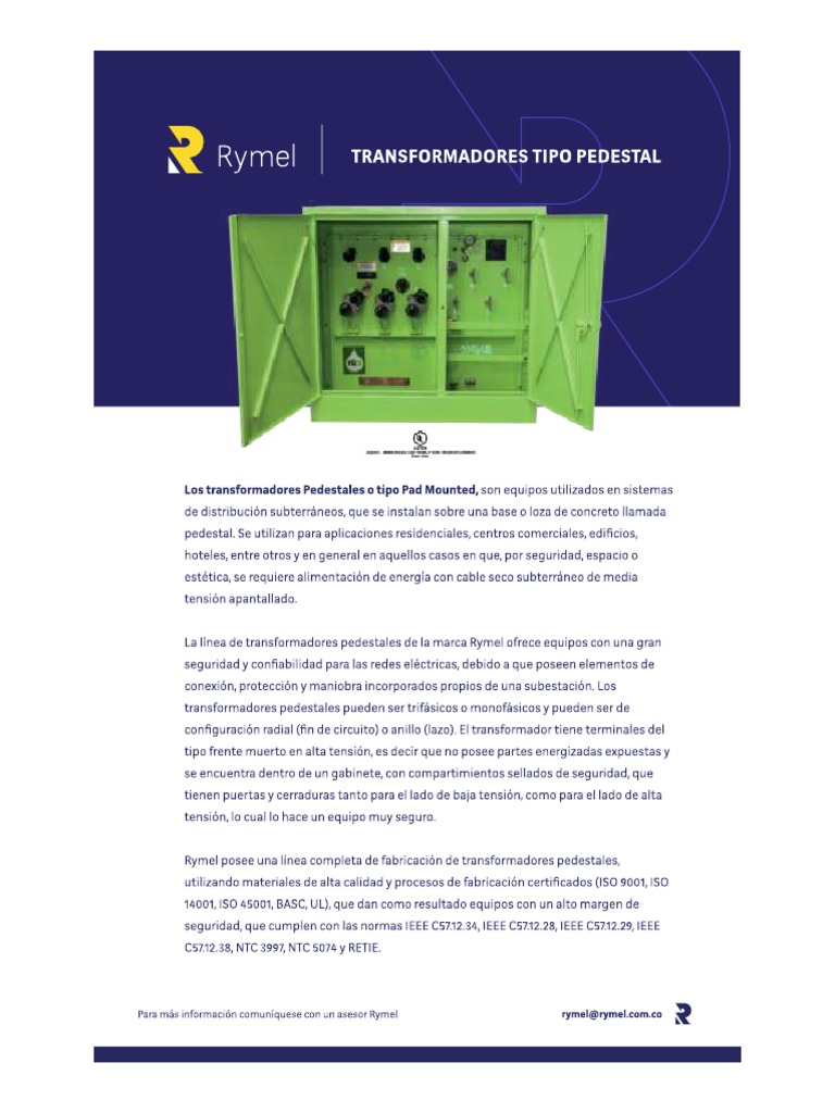 Transformadores Tipo Pedestal - RYMEL | PDF