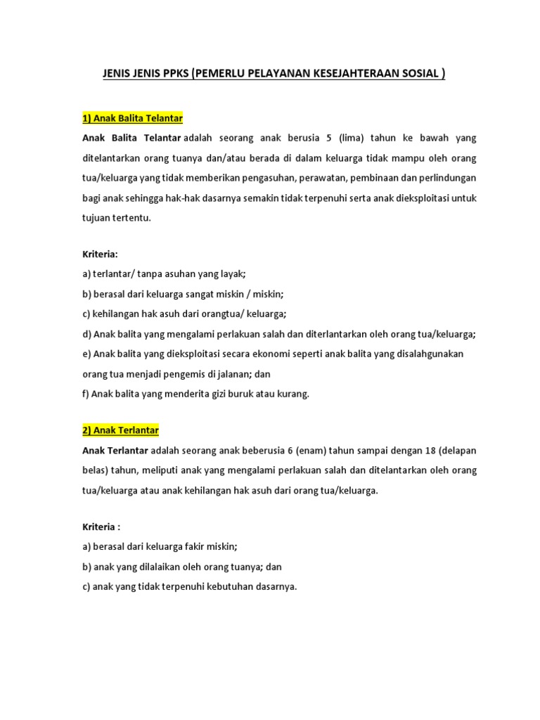 Jenis Jenis PPKS | PDF