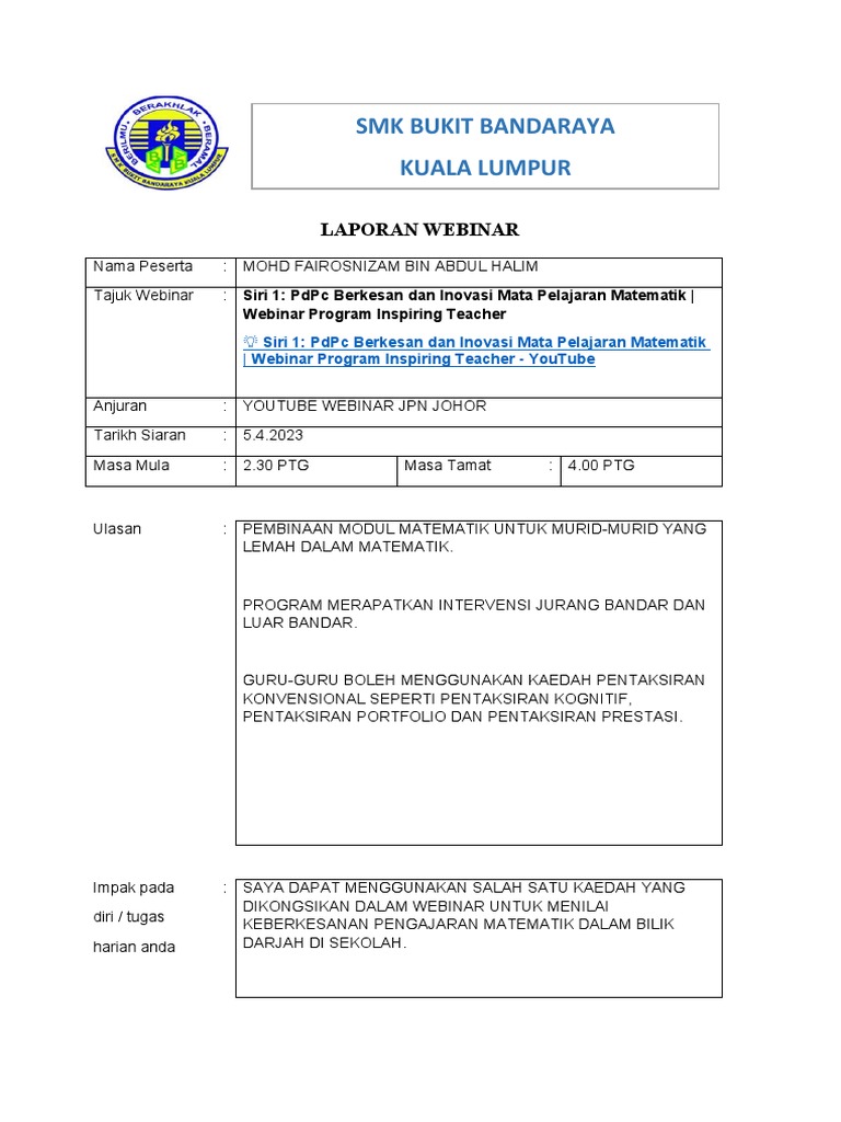 Laporan Webinar2 | PDF