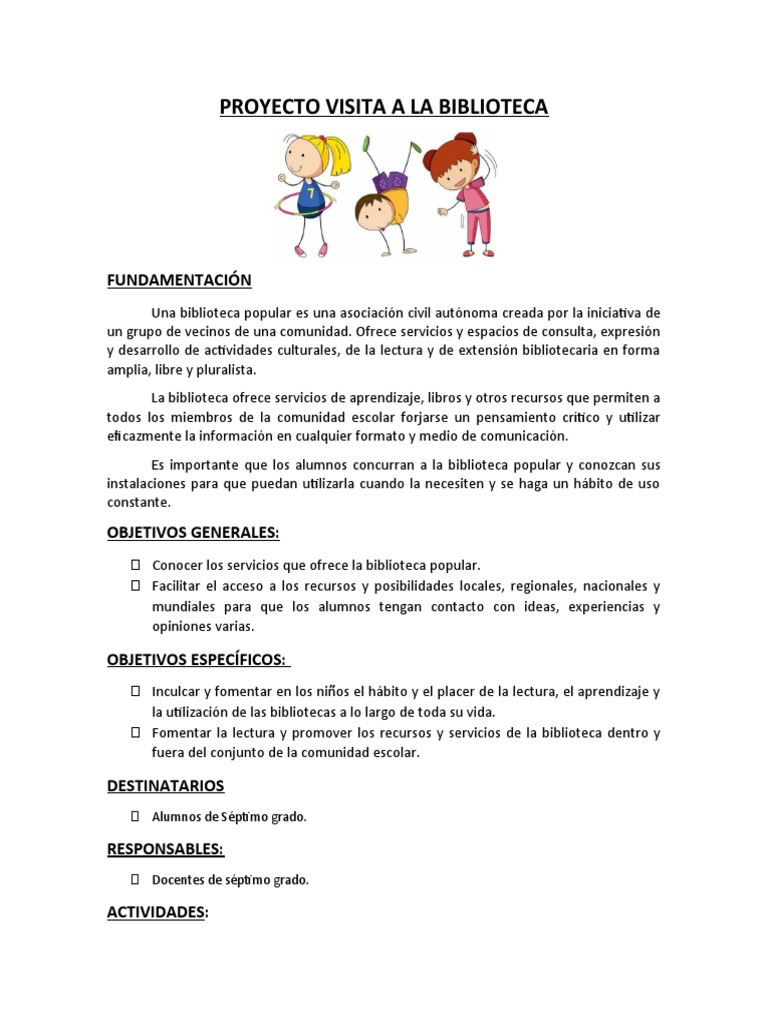 Proyecto Visita A La Biblioteca | PDF