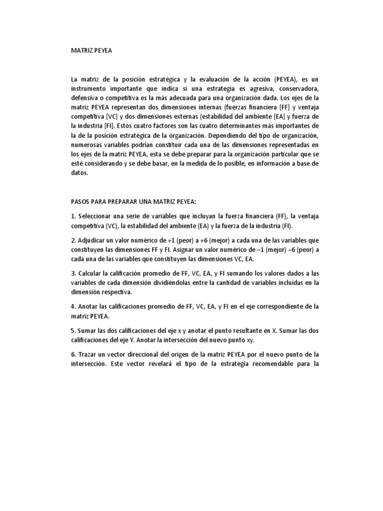 Matriz Peyea | PDF | Matriz (Matemáticas)