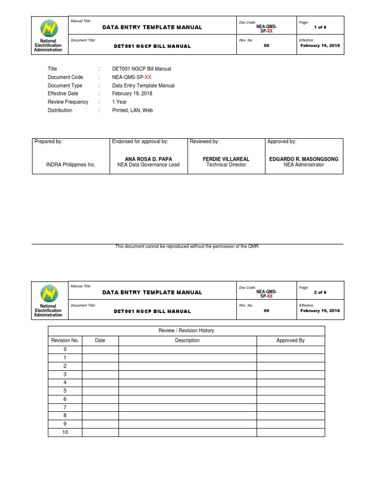 Data Entry Template Manual | PDF | Ac Power | Data