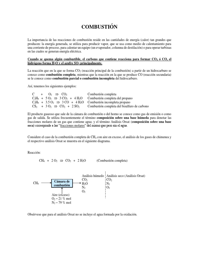 Ejemplos de Combustión Completa e Incompleta | PDF | Combustión ...