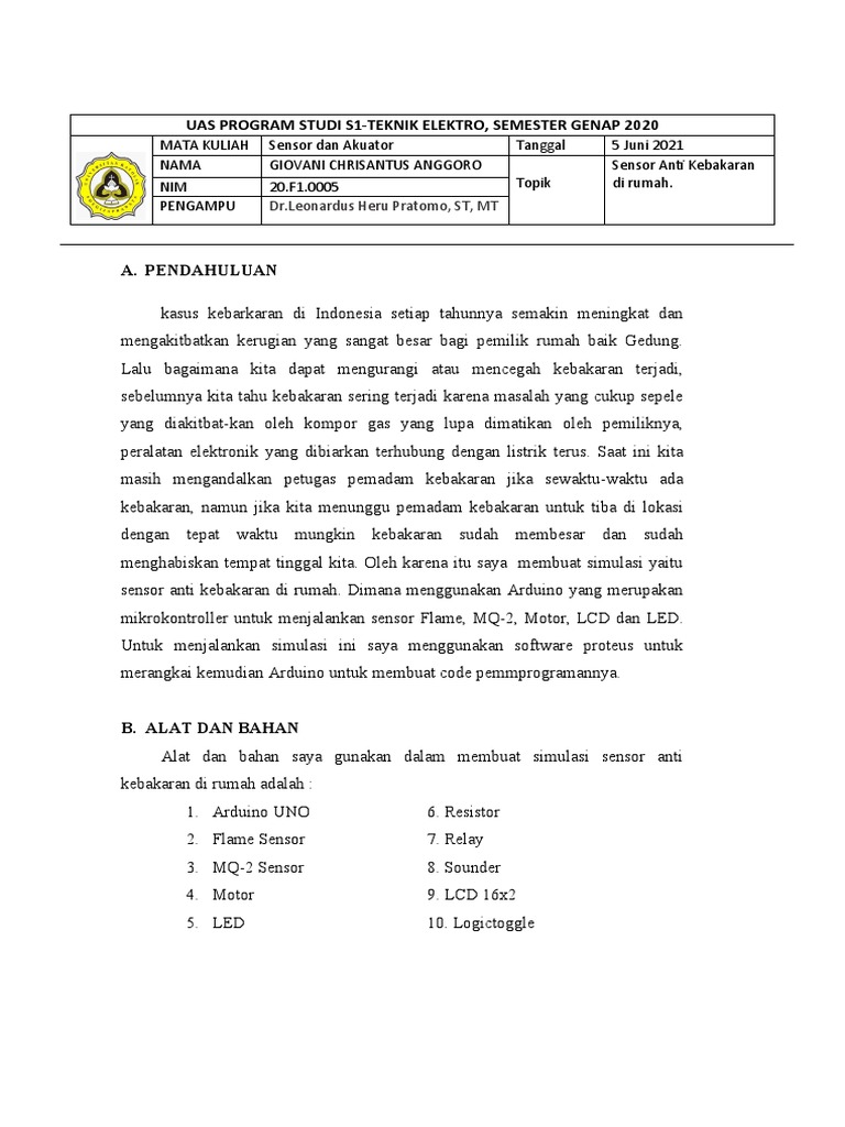Uas Sensor Dan Akuator | PDF | Metode & Bahan Ajar | Teknologi & Rekayasa