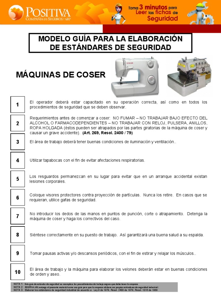 STD Máquina de Coser | PDF | Seguridad y salud ocupacional