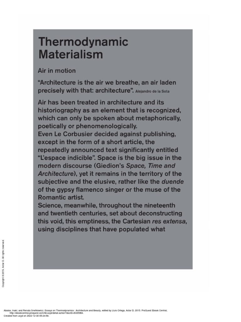 Essays On Thermodynamics Architecture and Beauty - (Thermodynamic Materialism IA) | PDF | All ...