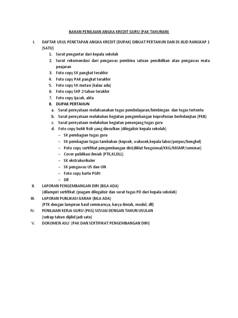 Panduan DUPAK Guru Tahunan | PDF