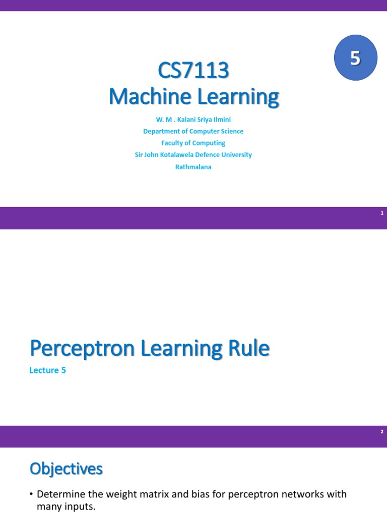 Lecture 6 Perceptron Learning Rule | PDF | Machine Learning | Computer ...