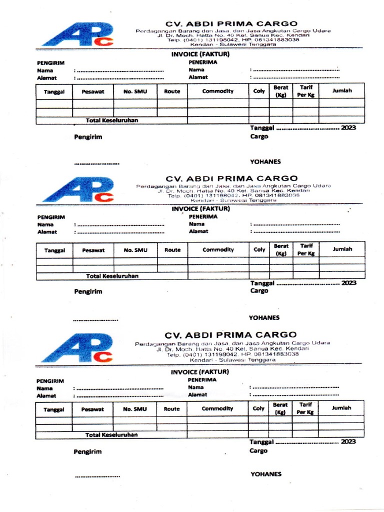 Nota CV Abdi Kargo | PDF