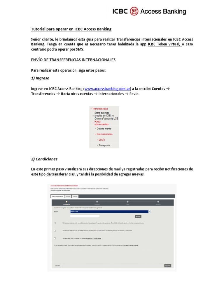 ICBC Access Banking Transferencias Internacionales Tutorial 201909 ...