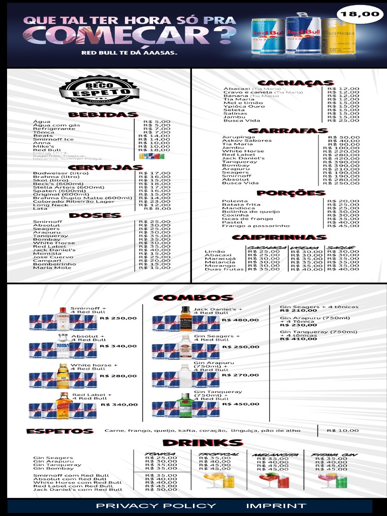 Beco do Espeto Menu Overview | PDF