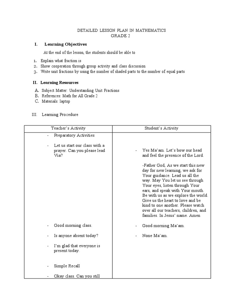 DETAILED LESSON PLAN IN MATHEMATICS GRADE 2 - Roselyn Cabansag | PDF ...