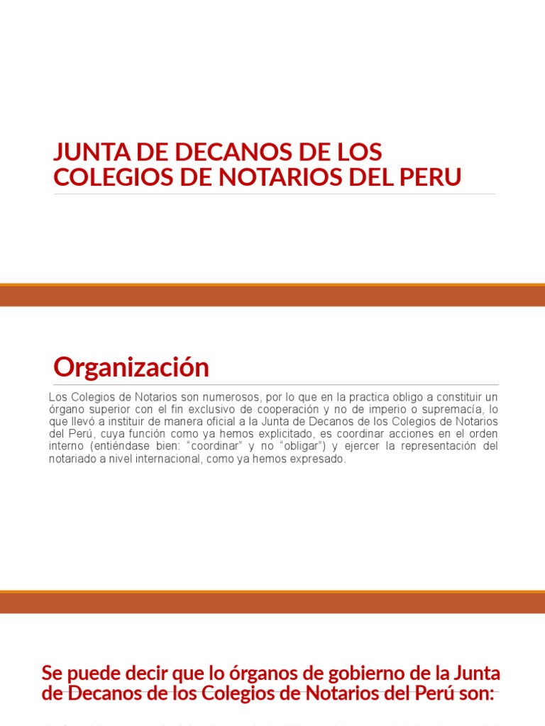 Junta de Decanos de Los Colegios de Notarios Del Perú y Consejo Del ...