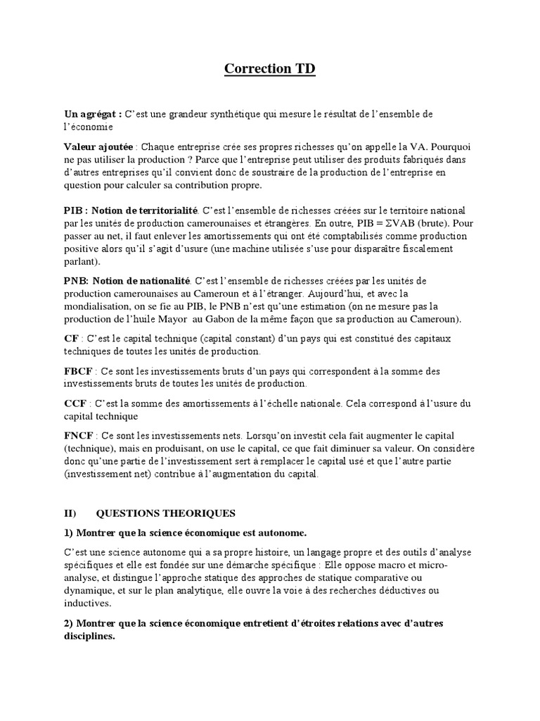 Correction TD Environ Eco | PDF | Macroéconomie | Économie