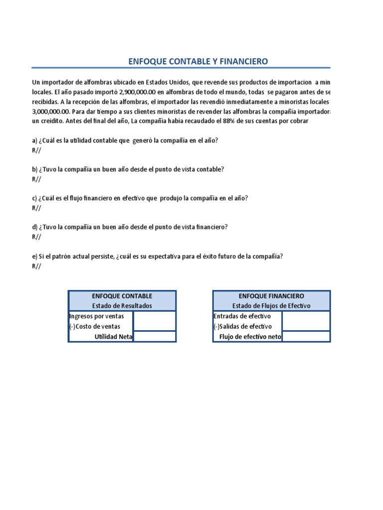 Tarea Enfoque Contable y Financiero | PDF | Servicios financieros | Negocios económicos
