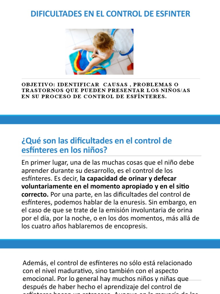 Dificultades en El Control de Esfinter | PDF | Orina nocturna al dormir ...