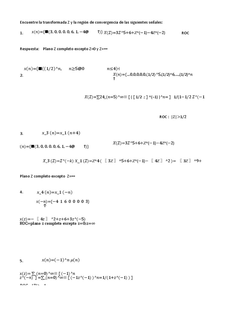 Ejercicios de Transformada Z | PDF