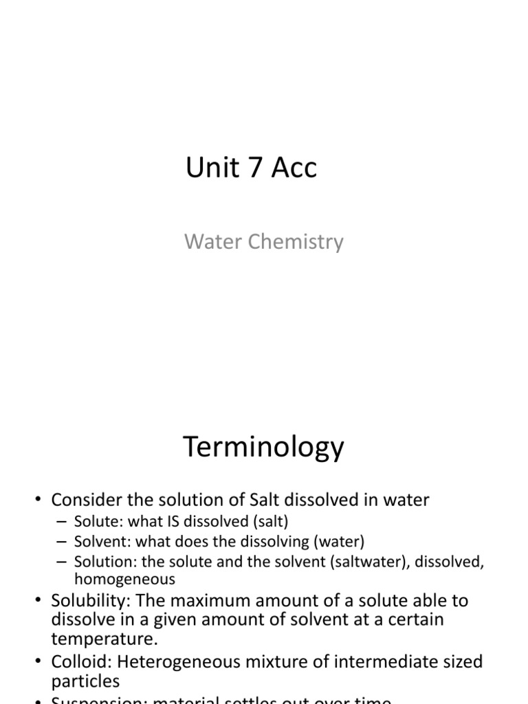Water Properties and Chemistry Notes Acc | PDF | Acid | Solubility