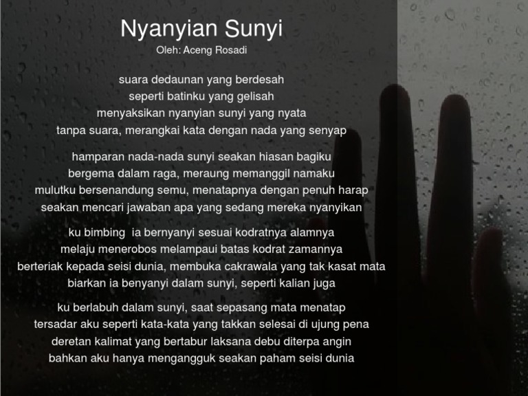 1.1.a.6 Karya Demonstrasi Kontekstual (Puisi-NYANYIAN SUNYI) | PDF | Seni & Disiplin Bahasa ...