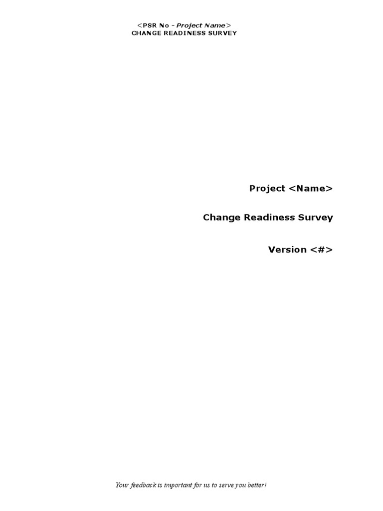 Change Readiness Questionnaire Template | Download Free PDF ...