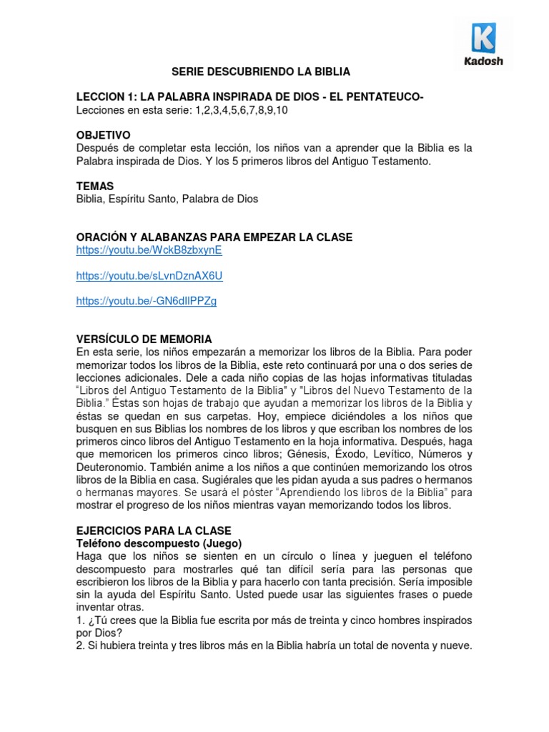 Serie Descubriendo La Biblia - Leccion - 1 | PDF | Biblia | Oración