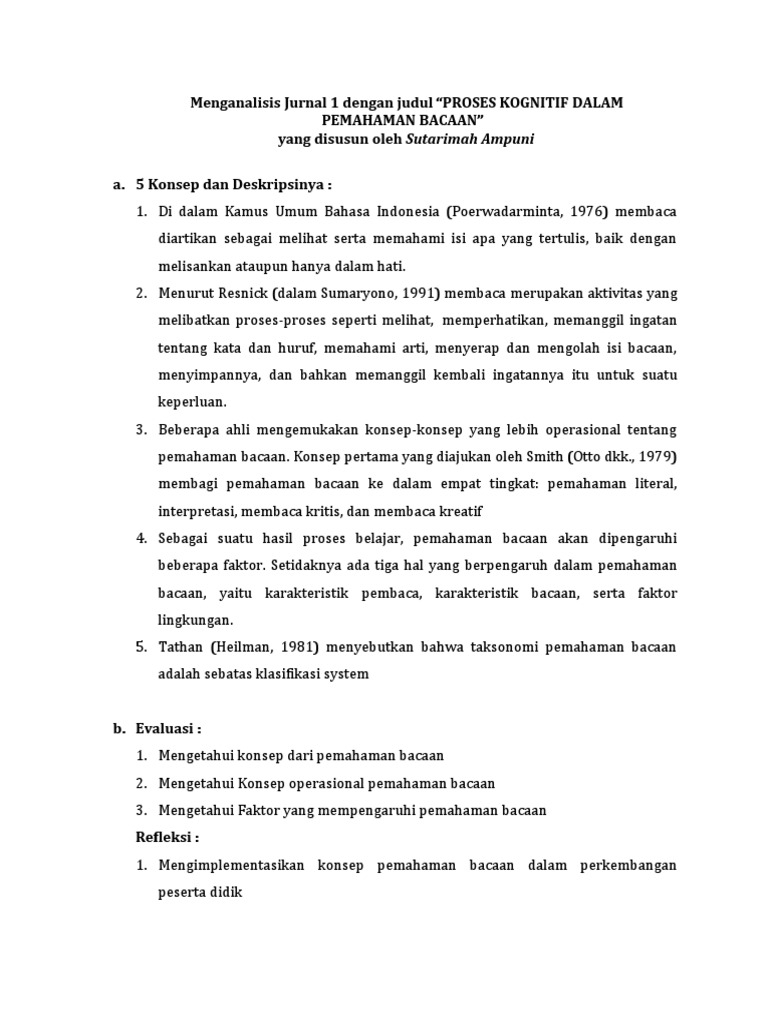 Proses Kognitif Pemahaman Bacaan | PDF