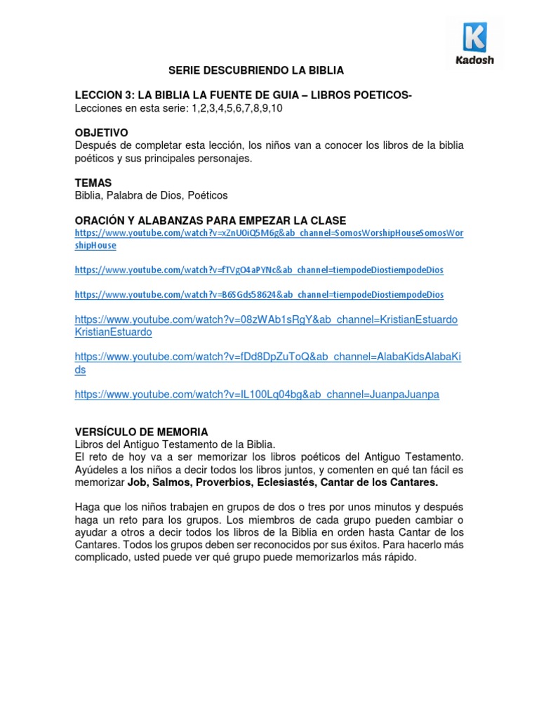 Serie Descubriendo La Biblia - Leccion - 3 | PDF | Libro de proverbios ...