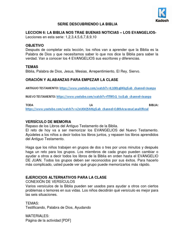 Serie Descubriendo La Biblia - Leccion - 6 | PDF | Oración | Biblia