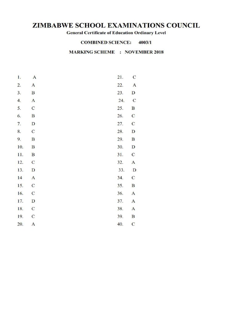 O-Levels Combined Science 2018 Answers | PDF
