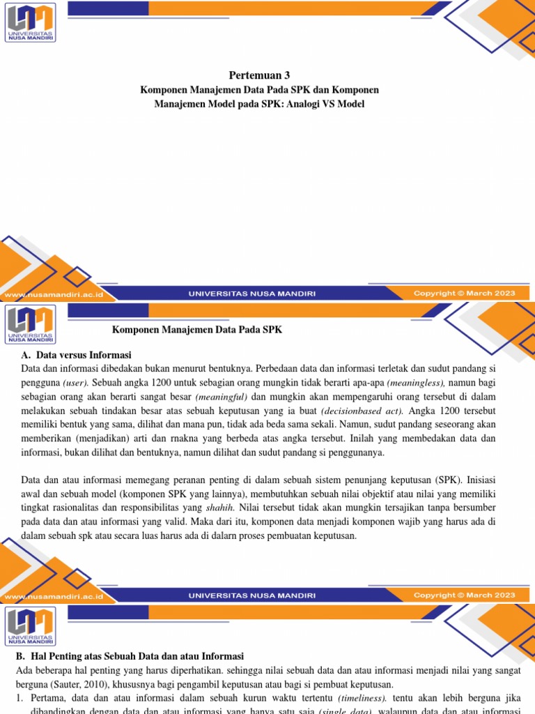 Manajemen Data dan Model dalam SPK | PDF
