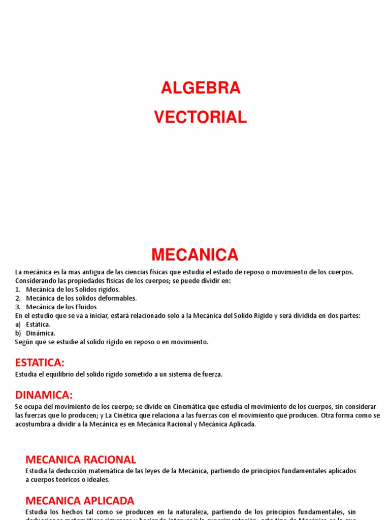 ÁLGEBRA VECTORIAL | PDF | Vector Euclidiano | Fuerza
