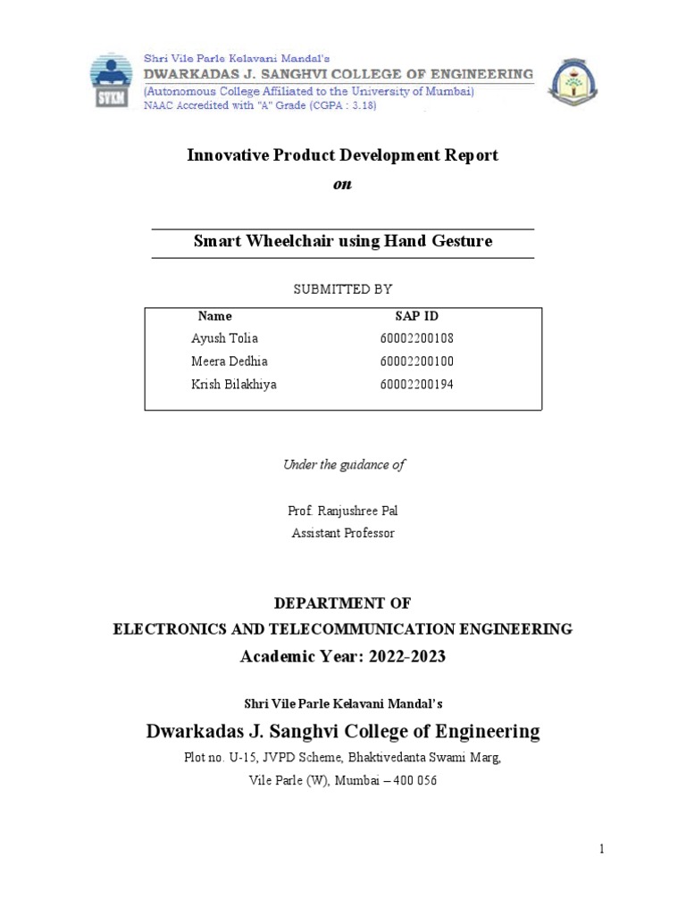 IPD Project Report | PDF | Arduino | Wheelchair