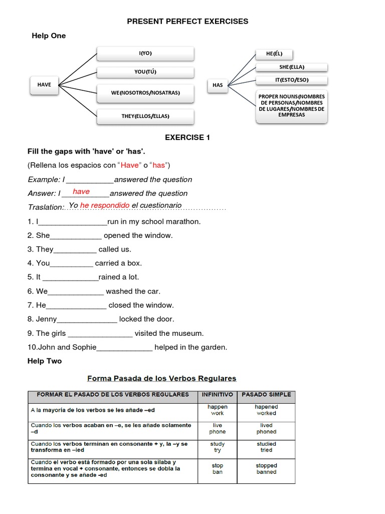 Present Perfect Exercises | PDF | Language Mechanics | Linguistics