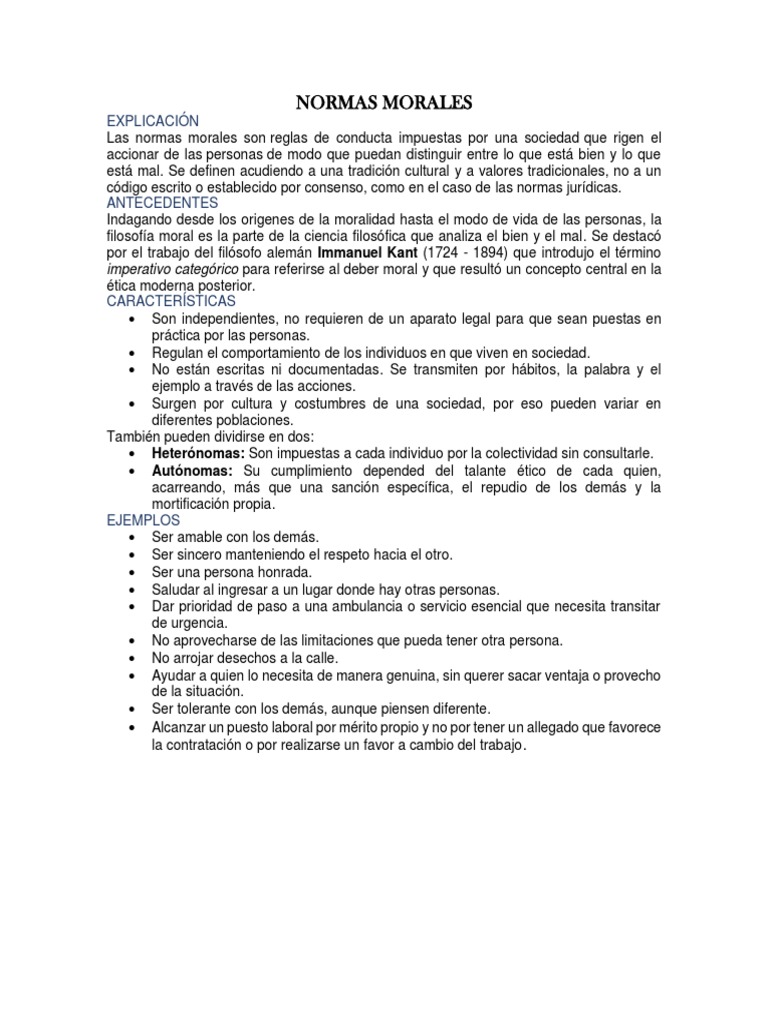 Normas Morales | PDF