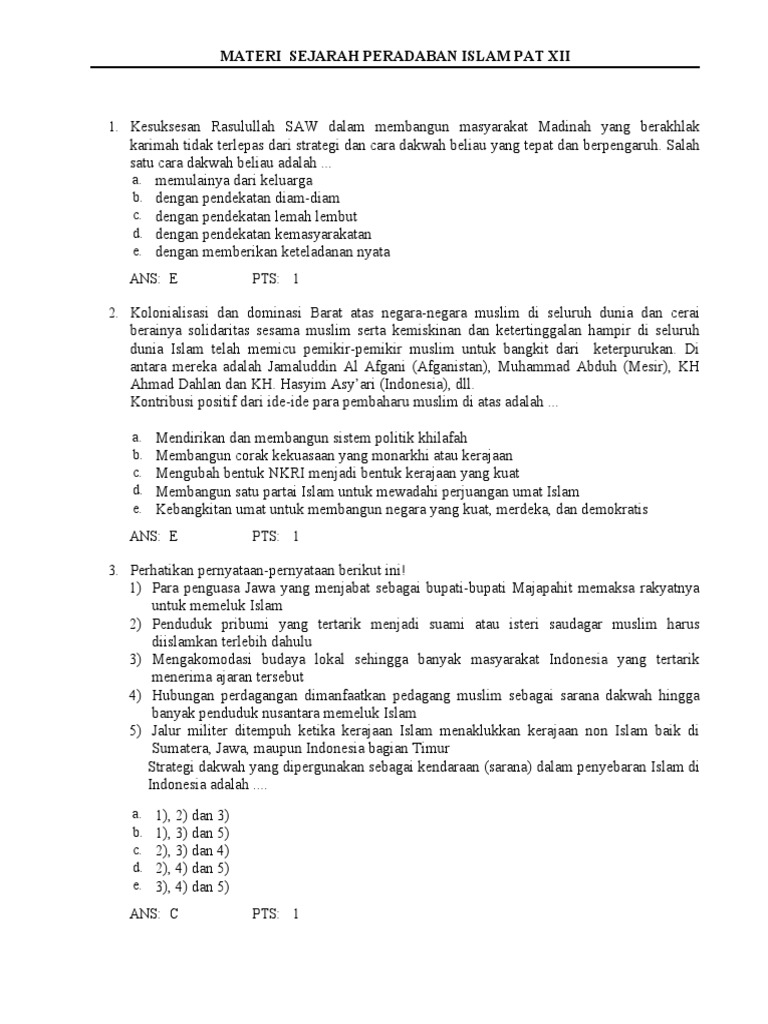 Soal Pat Pai KD 3 Sejarah | PDF