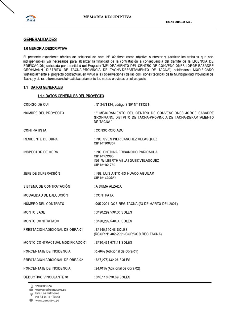 01 Memoria Descriptiva Adicional | PDF | Presupuesto | Justicia