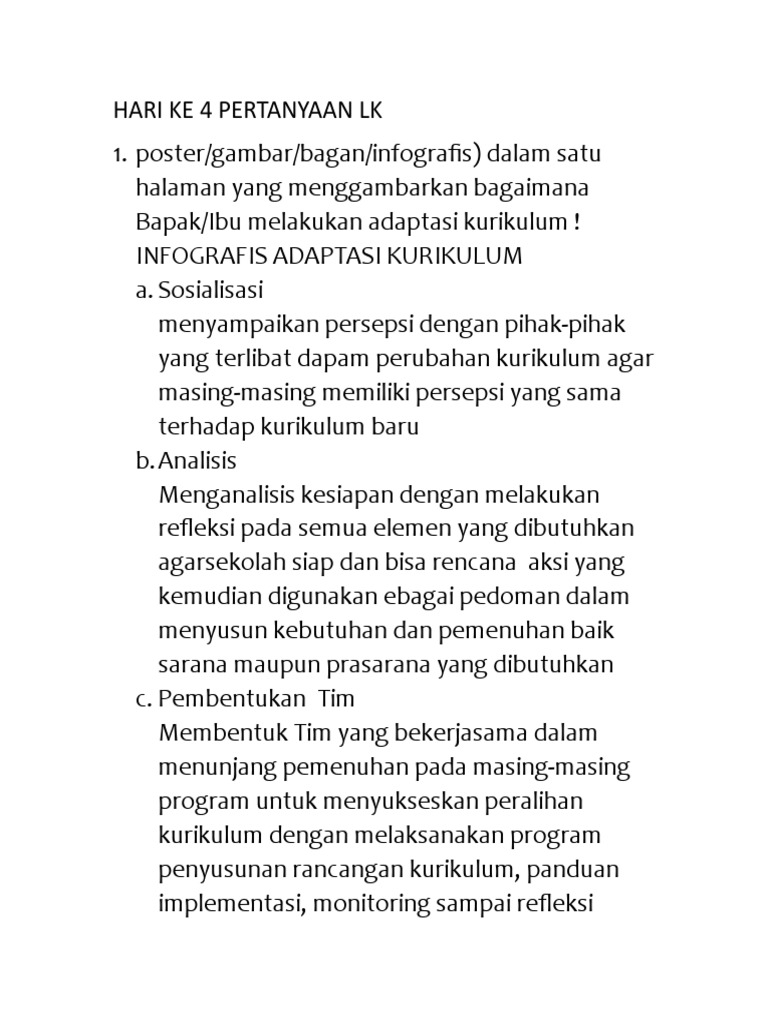 Hari Ke 4 Pertanyaan LK | PDF