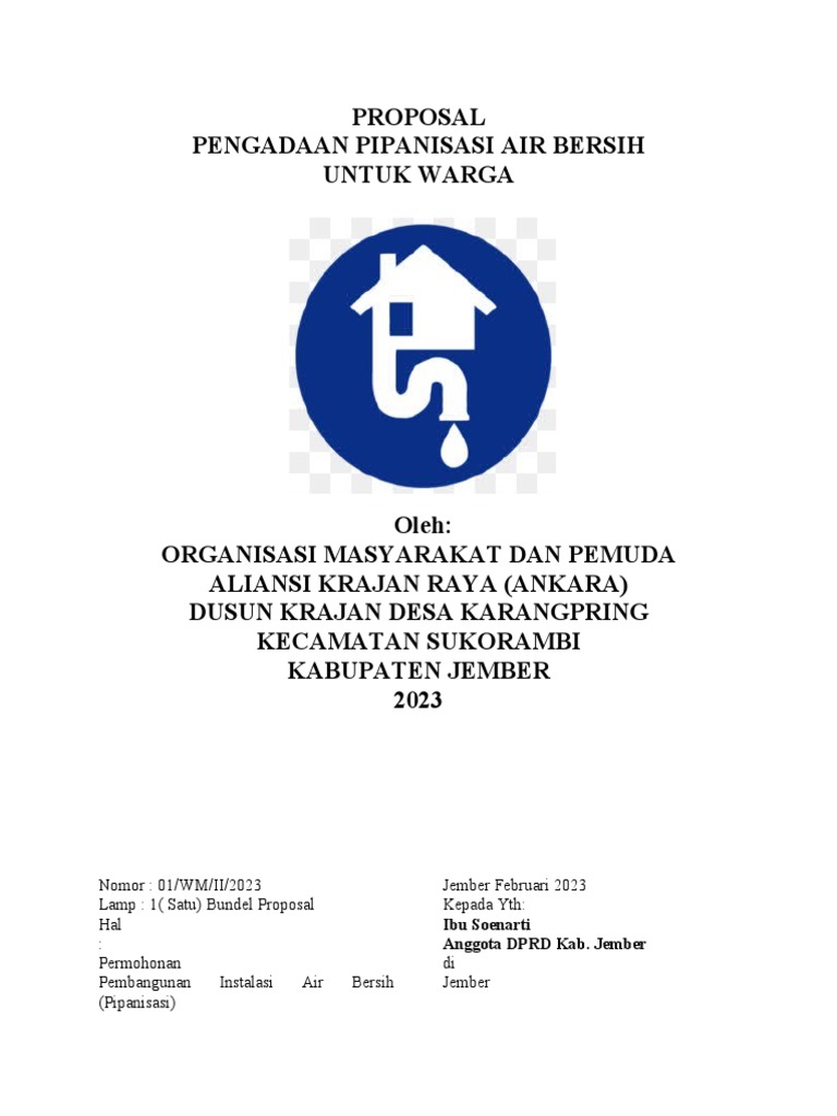 Proposal Pipanisasi Air Bersih Krajan | PDF