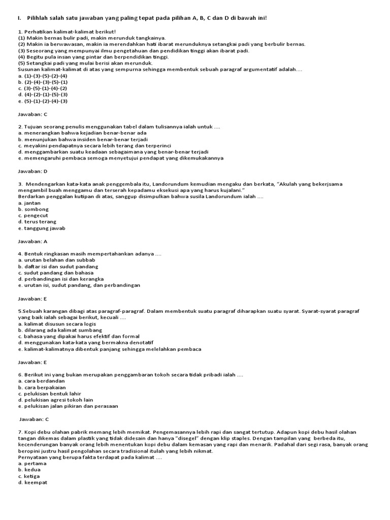 Latihan Soal Bindo | PDF