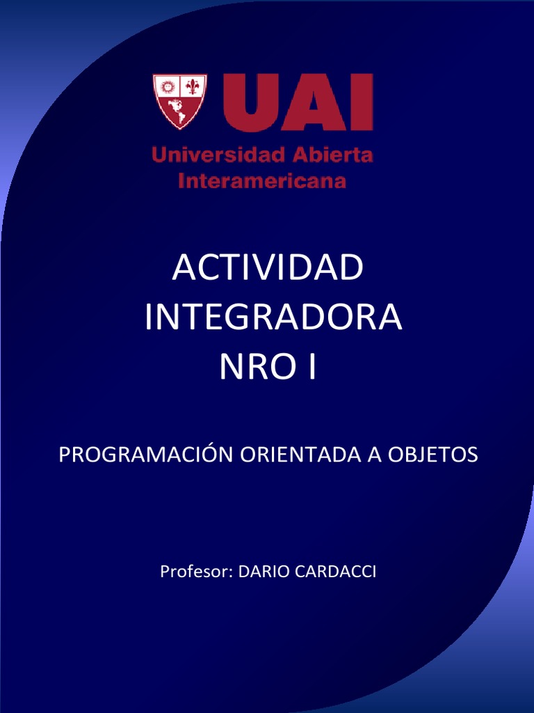 Actividad Integradora Nro 1 | PDF | Constructor (Programación Orientada a Objetos) | Programación